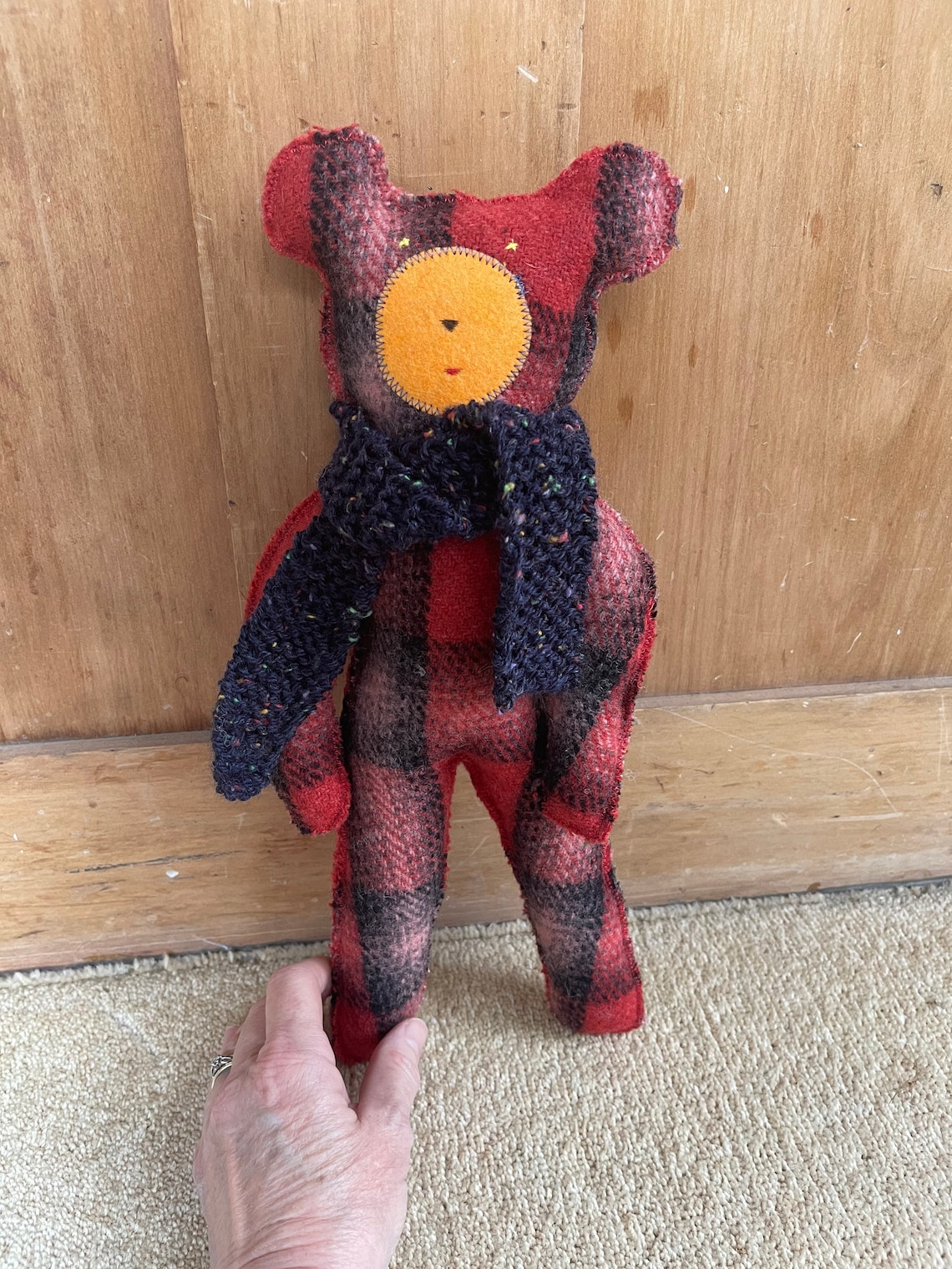 Teddy Bear, Vintage Wool Blanket Fabric Handmade Soft Toy, Animal ...