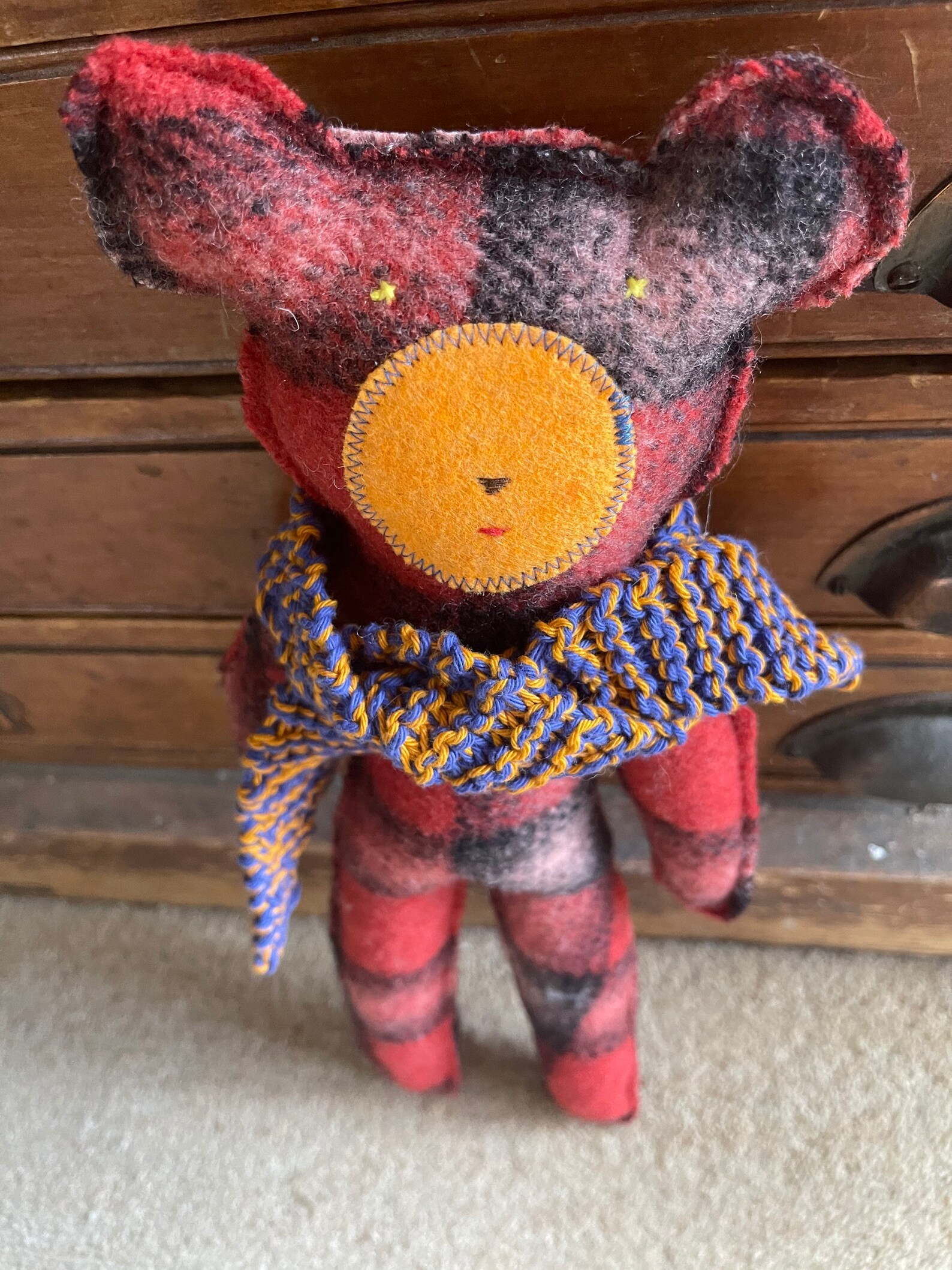 Teddy Bear, Vintage Wool Blanket Fabric Handmade Soft Toy, Animal ...