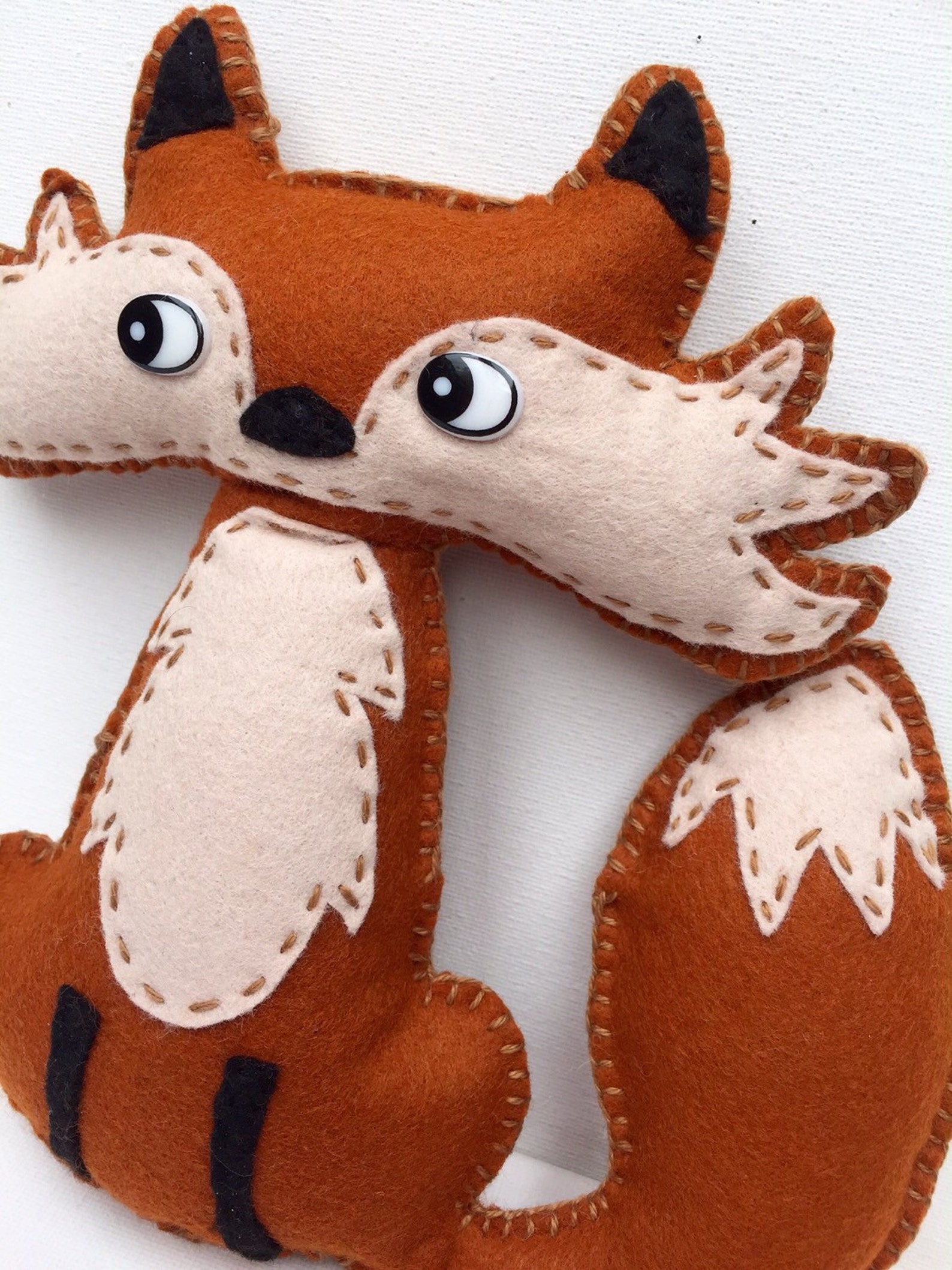 Fox Soft Toy, Felt Fabric Stuffed Animal, Baby Girl Boy Nursery Gift ...