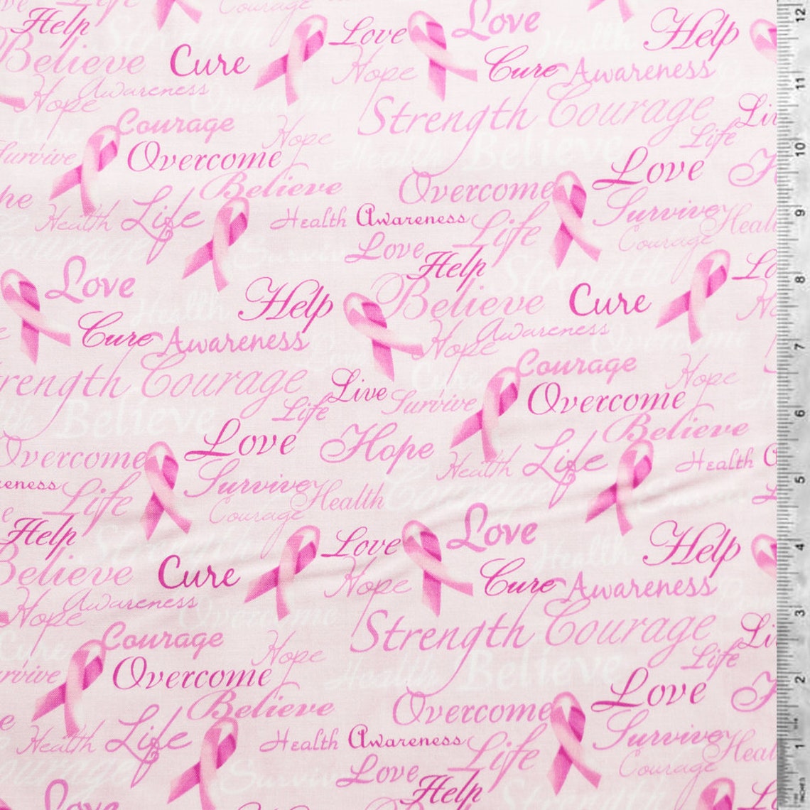 Cancer Awareness Ribbons Words 100% Cotton Fabric | Etsy