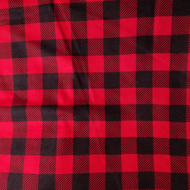 Red and Black Large Square Plaid Flannel 100% Cotton Fabric | Etsy