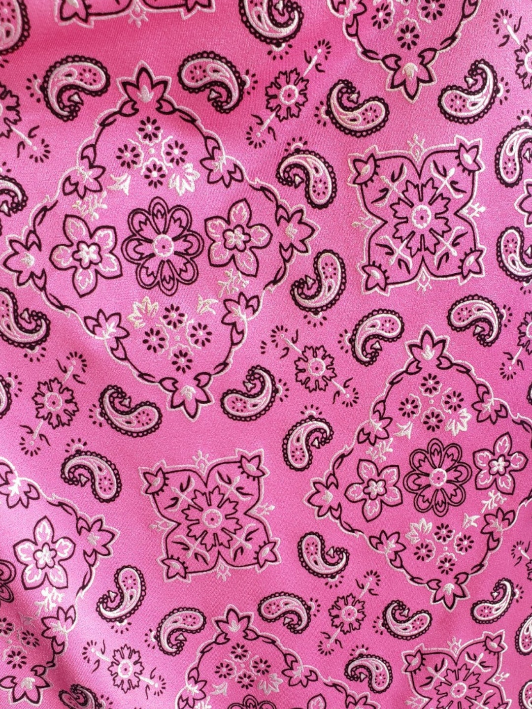 4 Way Stretch Pink/silver Bandana Spandex - Etsy