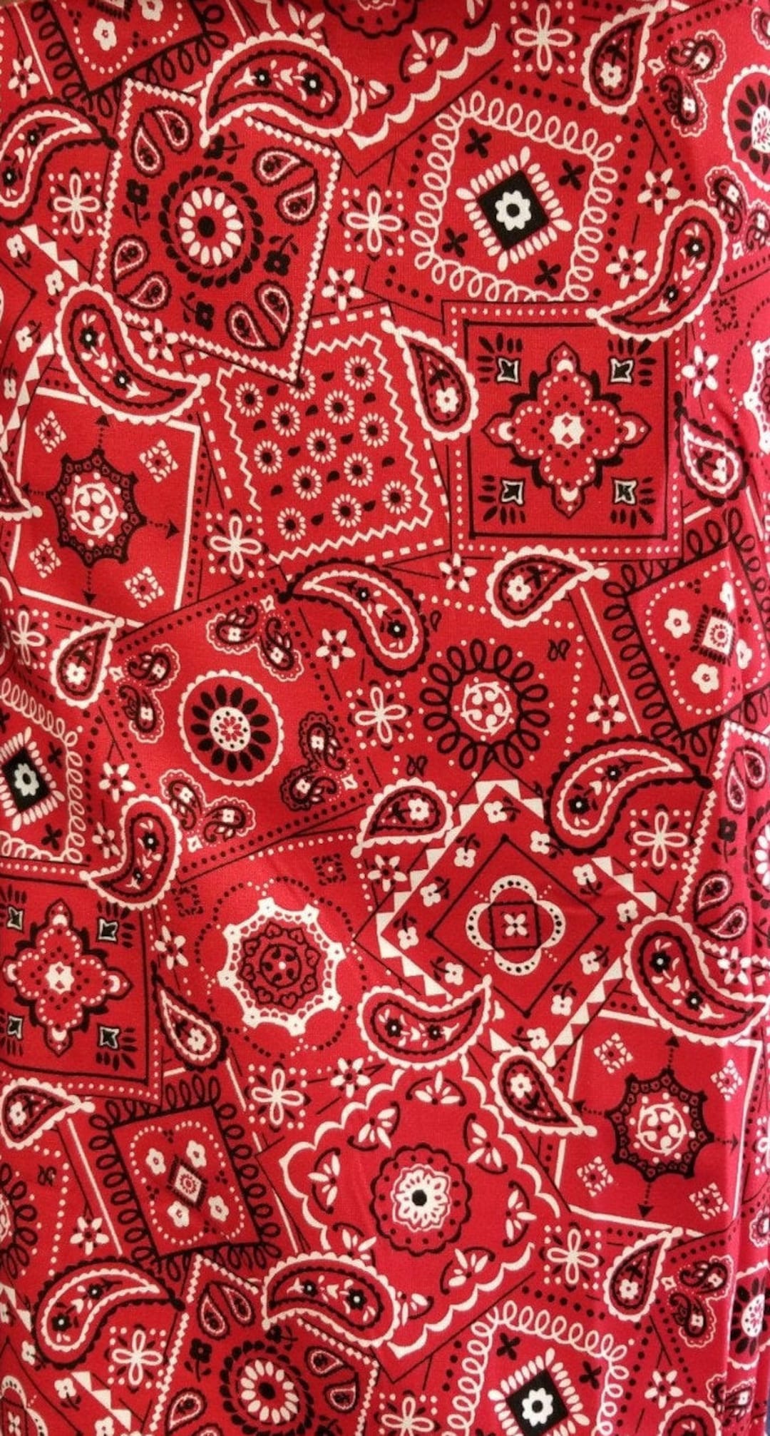 Bandana - Red Print 100% Cotton 45" Wide - Etsy