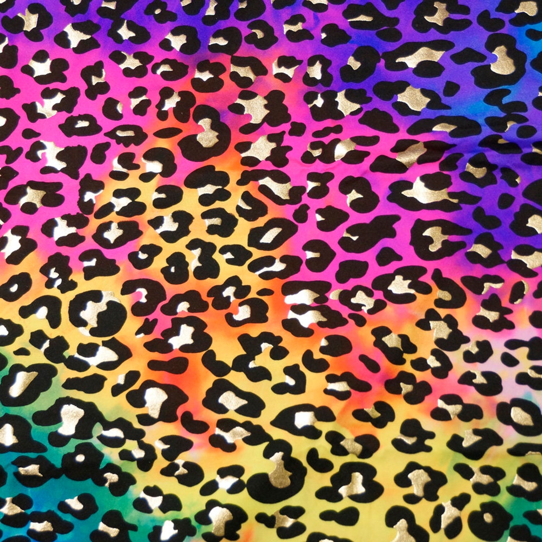 Rainbow Animal Print/leopard W/gold Accents Spandex - Etsy