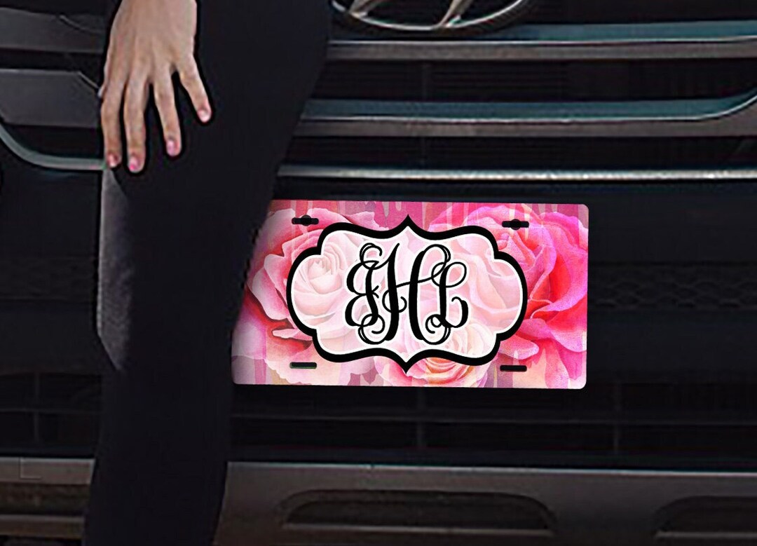 Flower Monogram Car Tag Car Accessories for Women Car Decor - Etsy