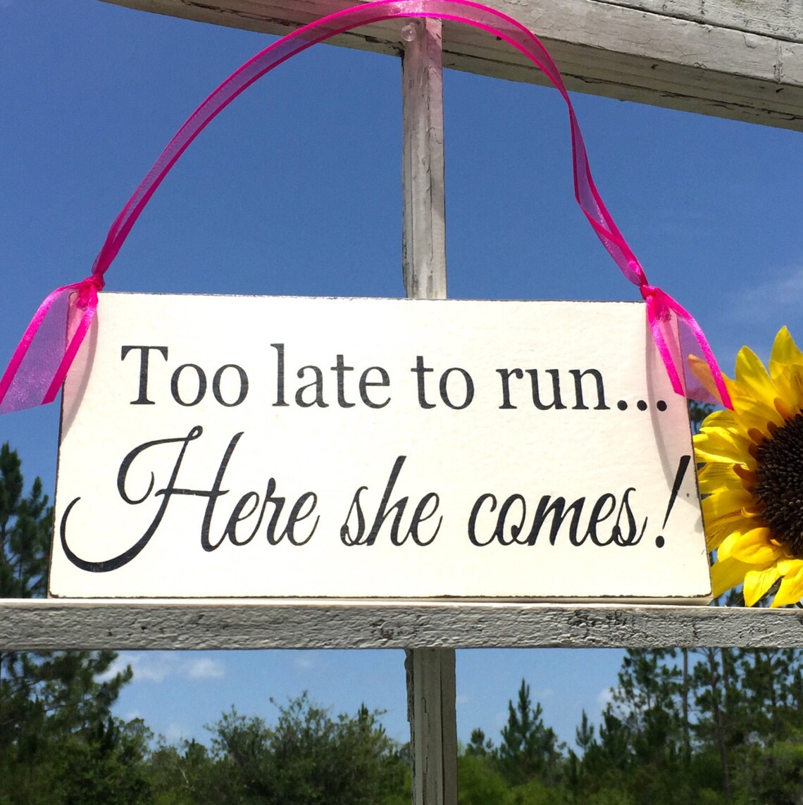 WEDDING SIGNS Too late to run Here she comes Bride and | Etsy