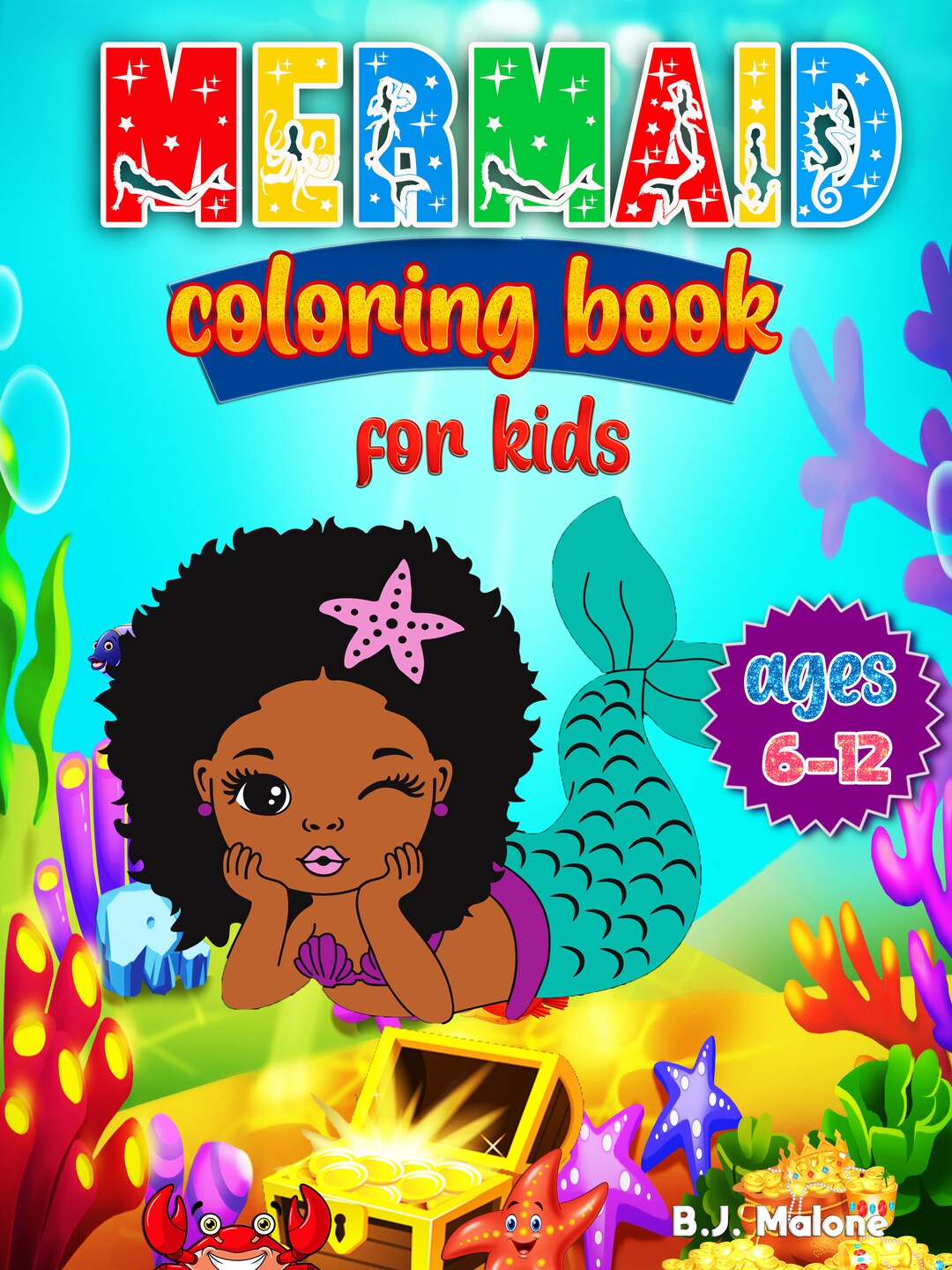 Black Mermaid Coloring Pages for Girls Ages 6 to 12 - Etsy