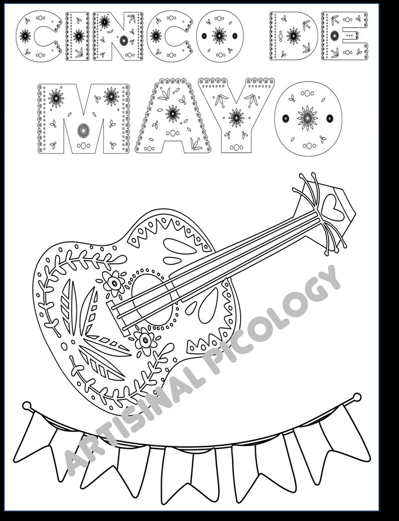 Cinco De Mayo Fiesta Fun Coloring Pages for Kids in English and Spanish ...