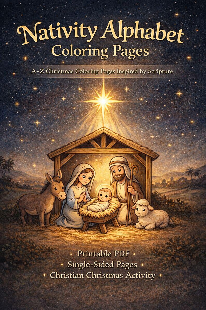 Nativity Alphabet Coloring Pages for Kids | Christian Christmas ABC ...