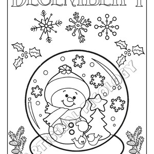 Christmas Countdown Coloring Calendar, Printable Coloring Pages, Advent ...