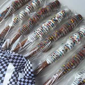 Racing Theme Chocolate Pretzel Favors, Two Fast Birthday Party, Cars ...
