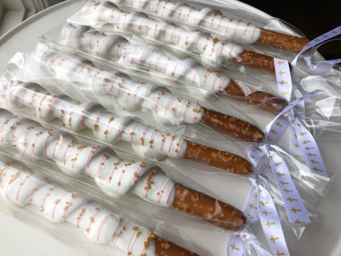 1 Dozen Religious Chocolate Pretzels, Baby Girl, Baby Boy, Baptism ...