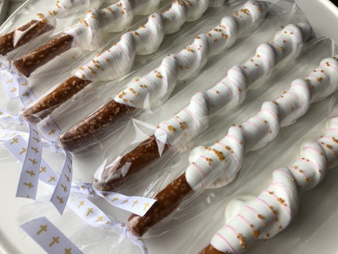 1 Dozen Religious Chocolate Pretzels, Baby Girl, Baby Boy, Baptism ...