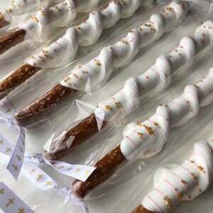 1 Dozen Religious Chocolate Pretzels, Baby Girl, Baby Boy, Baptism ...