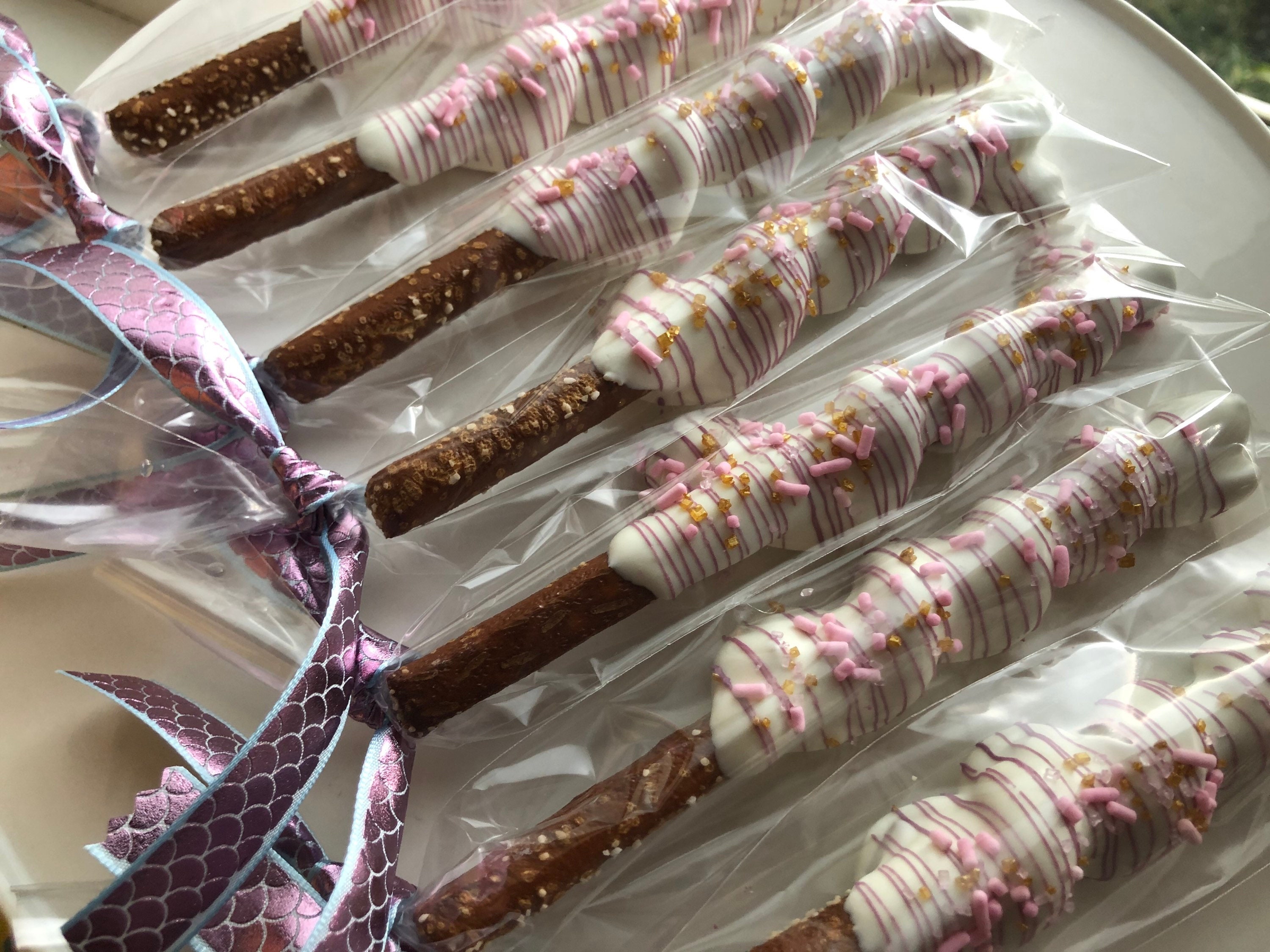 1 Dozen Mermaid Chocolate Covered Pretzels Mermaid Birthday | Etsy