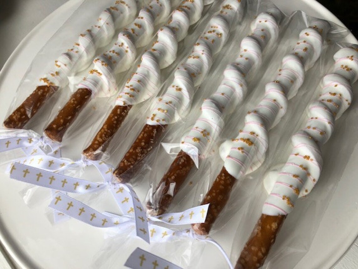 1 Dozen Religious Chocolate Pretzels, Baby Girl, Baby Boy, Baptism ...