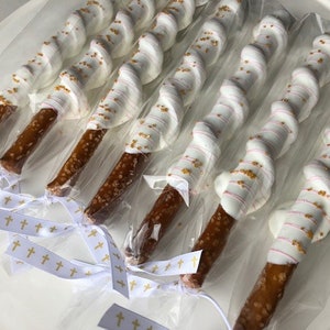 1 Dozen Religious Chocolate Pretzels, Baby Girl, Baby Boy, Baptism ...