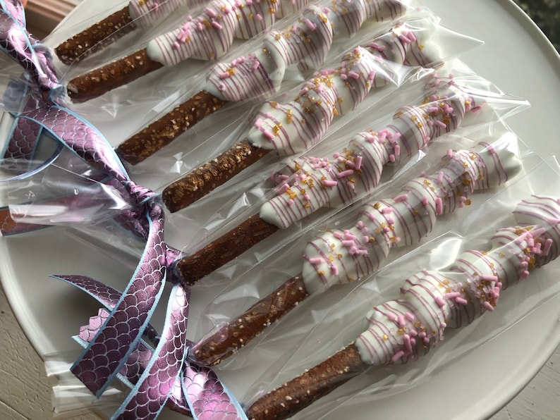 1 Dozen Mermaid Chocolate Covered Pretzels, Mermaid Birthday, Mermaid ...