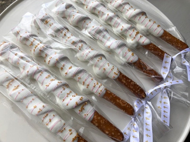 1 Dozen Religious Chocolate Pretzels, Baby Girl, Baby Boy, Baptism ...