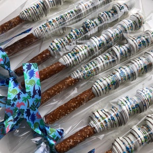 1 Dozen Dinosaur Chocolate Pretzels, Dinosaur Theme, Party Favors ...