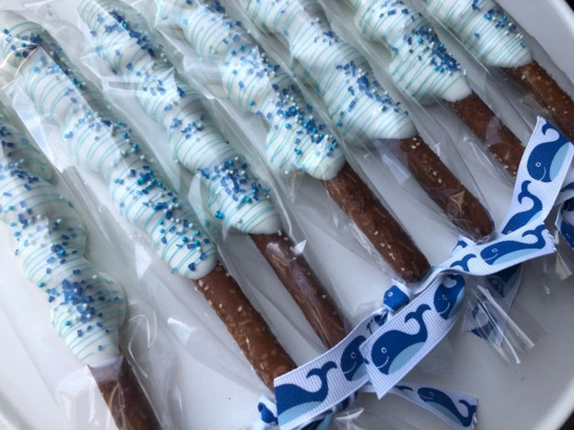 Whale Theme Chocolate Caramel Pretzels Whale Theme Shower - Etsy