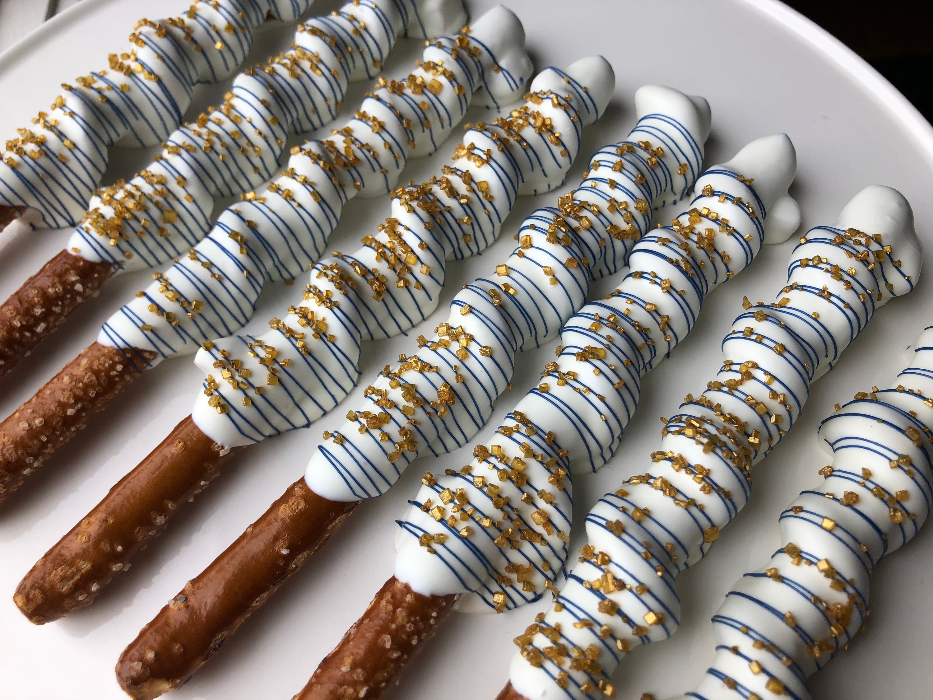 1 Dozen Navy and Gold Chocolate Pretzels, Navy, Rose Gold, Wedding ...