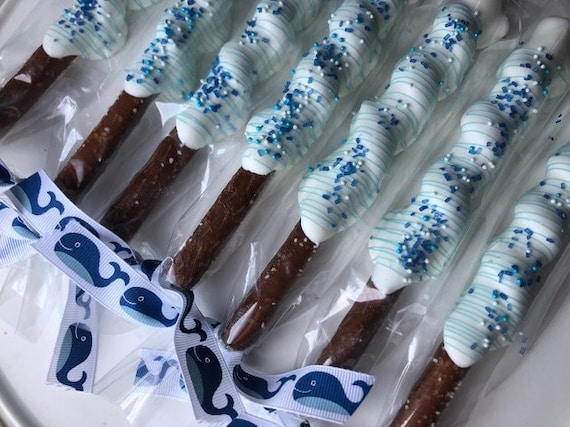 Whale Theme Chocolate Caramel Pretzels Whale Theme Shower - Etsy