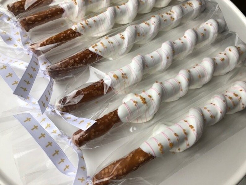 1 Dozen Religious Chocolate Pretzels, Baby Girl, Baby Boy, Baptism ...