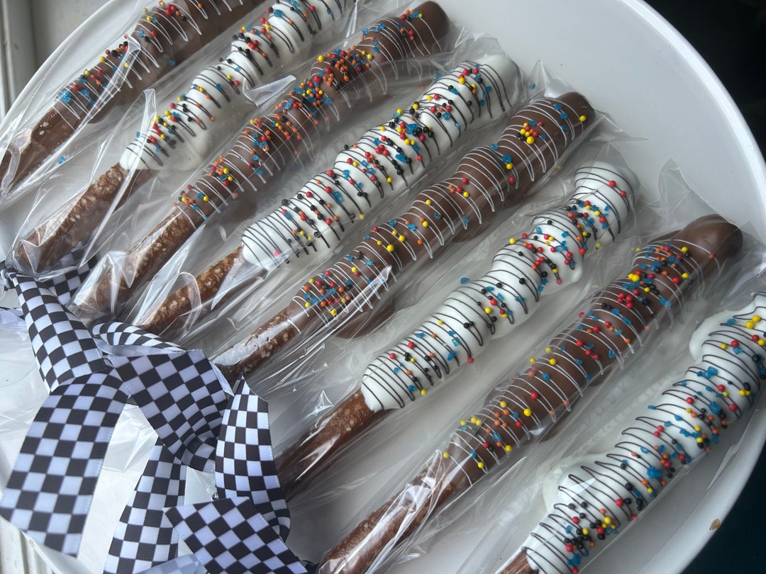 Racing Theme Chocolate Pretzel Favors, Two Fast Birthday Party, Cars ...