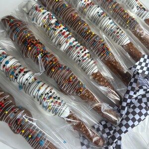 Racing Theme Chocolate Pretzel Favors, Two Fast Birthday Party, Cars ...