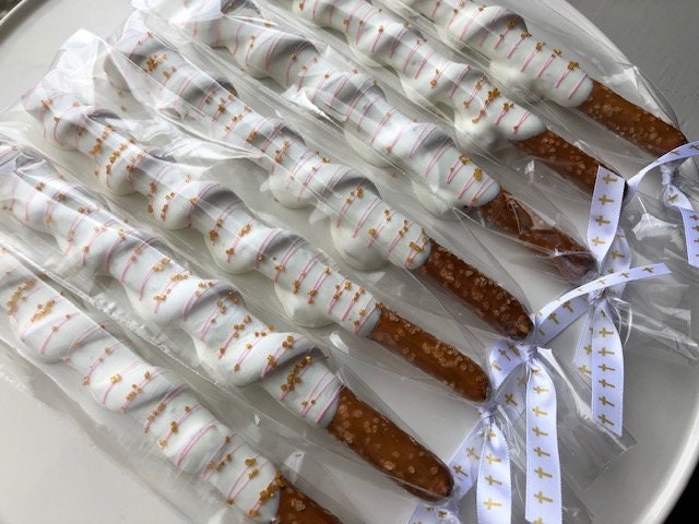 1 Dozen Religious Chocolate Pretzels Baby Girl Baby Boy - Etsy