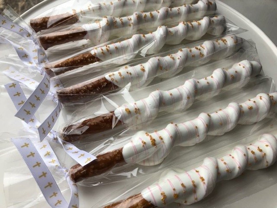 1 Dozen Religious Chocolate Pretzels, Baby Girl, Baby Boy, Baptism ...