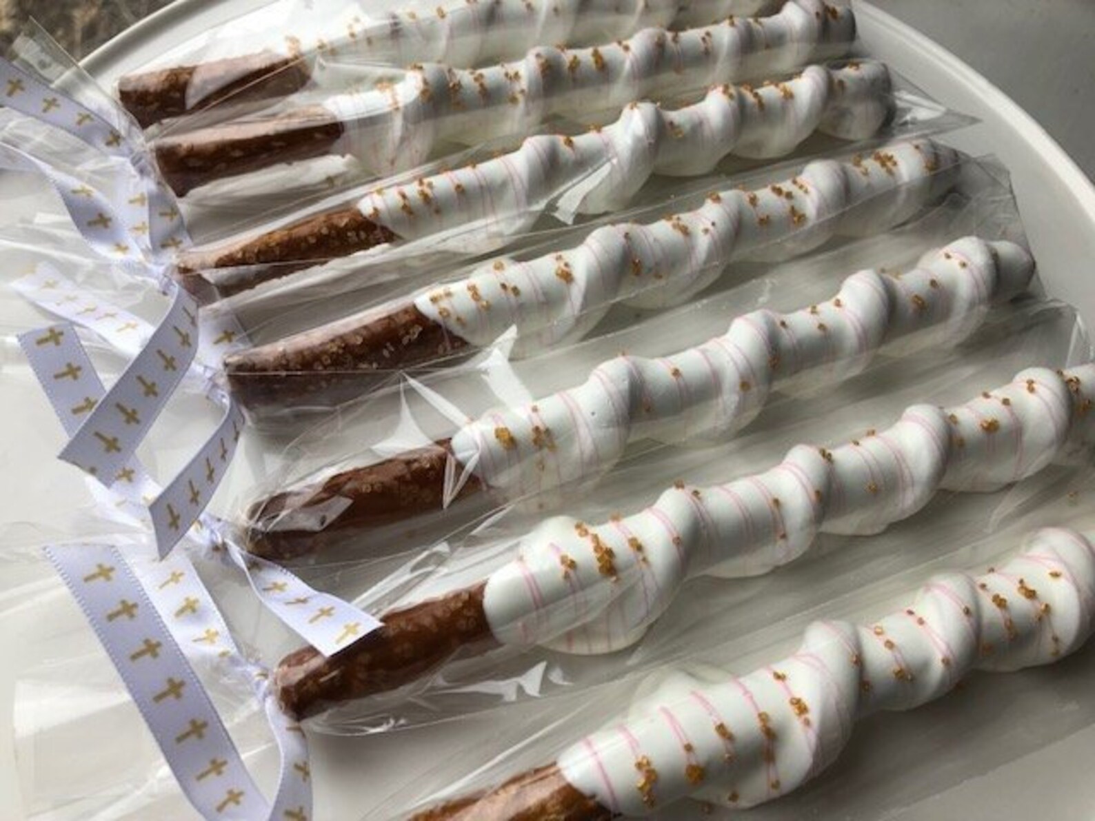 1 Dozen Religious Chocolate Pretzels, Baby Girl, Baby Boy, Baptism ...