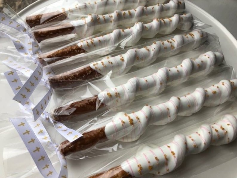 1 Dozen Religious Chocolate Pretzels, Baby Girl, Baby Boy, Baptism ...