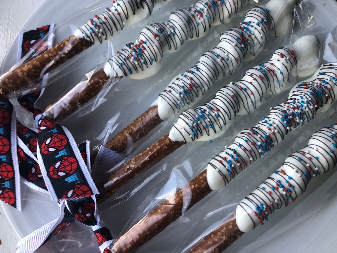 1 Dozen Spiderman Pretzels, Spiderman Theme, Spiderman Party Favors ...