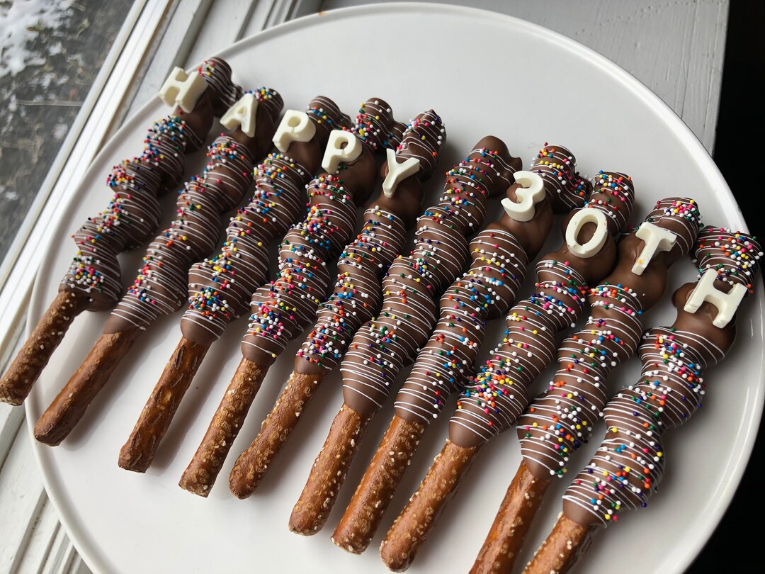 Personalized Birthday Chocolate Pretzels, Birthday Cookies, Birthday ...
