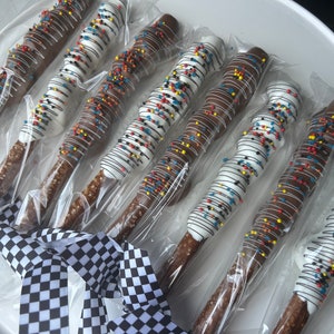 Racing Theme Chocolate Pretzel Favors, Two Fast Birthday Party, Cars ...