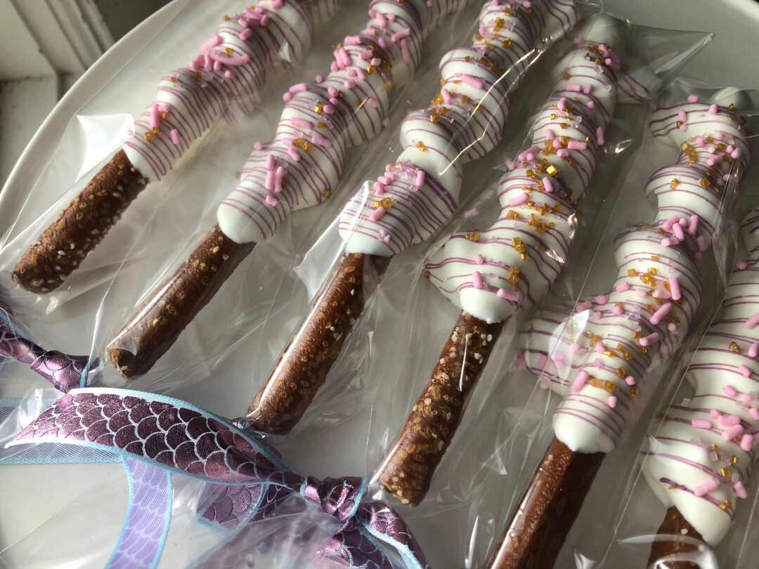 1 Dozen Mermaid Chocolate Covered Pretzels, Mermaid Birthday, Mermaid ...