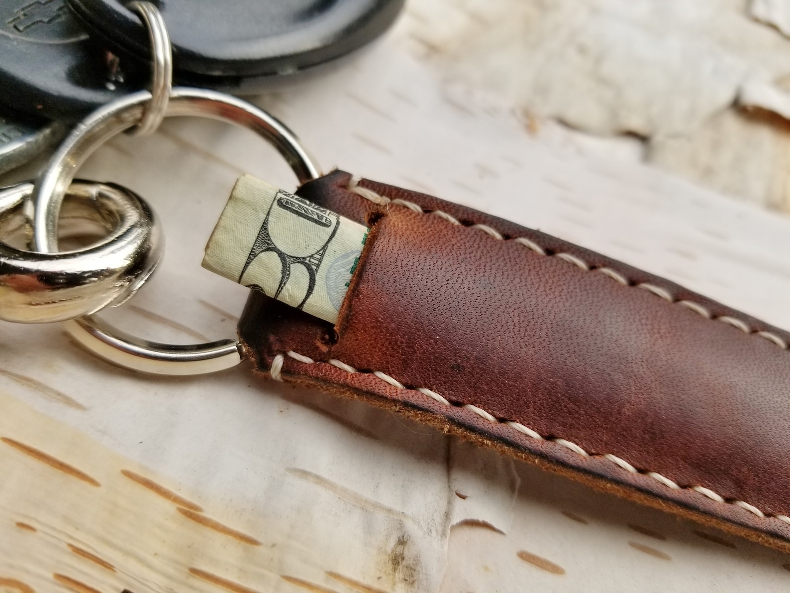 THE SECRET STASH Leather Key Ring Fob With Secret Money | Etsy