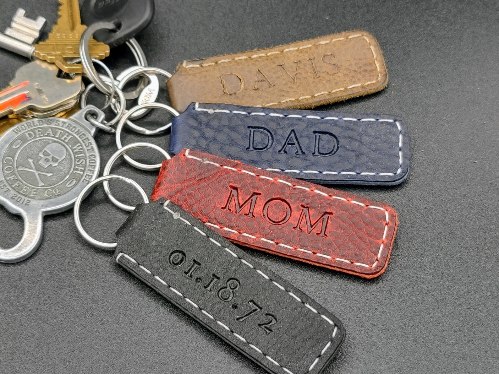 THE SECRET STASH Leather Key Ring Fob With Secret Money | Etsy