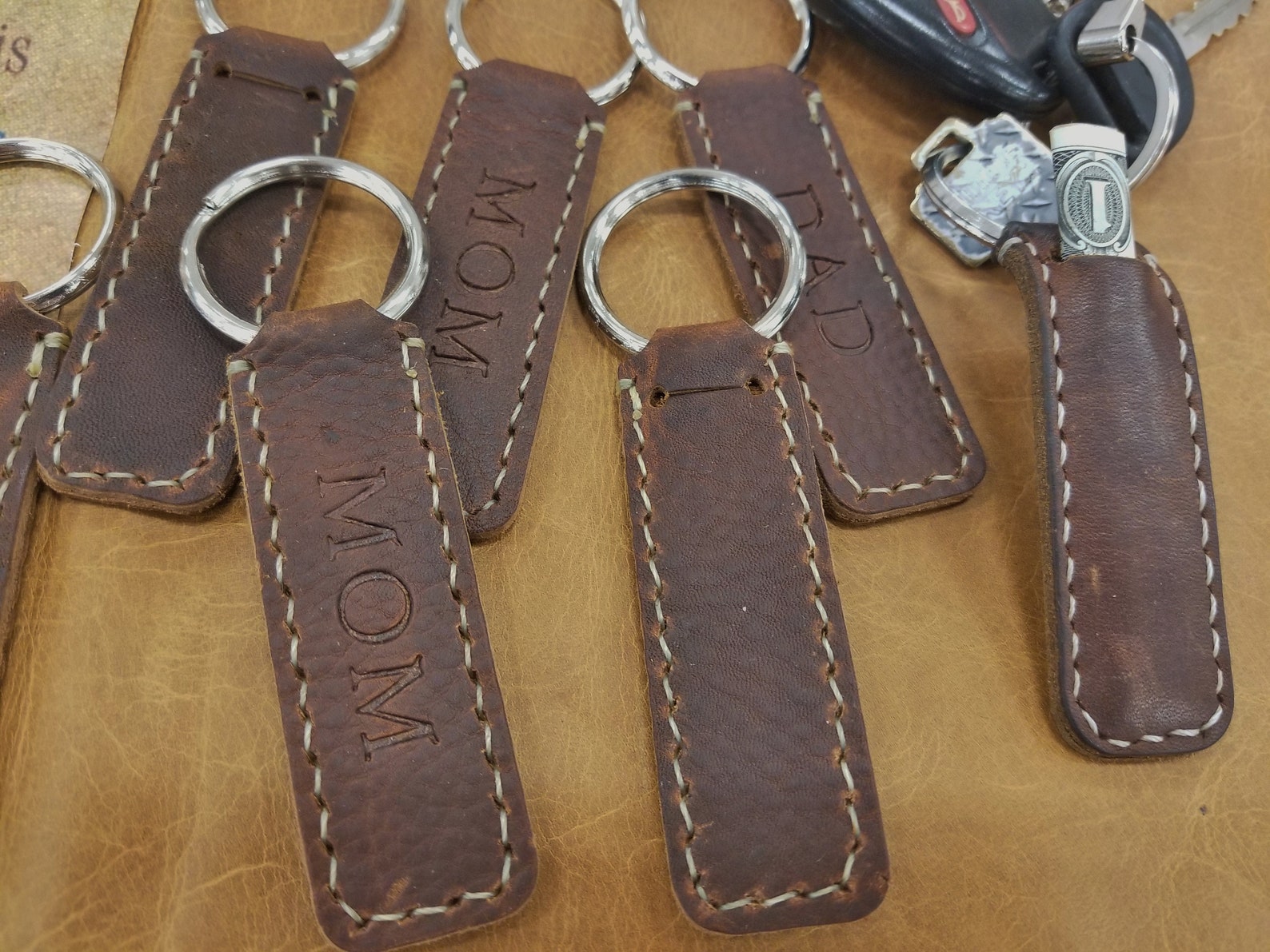 THE SECRET STASH Leather Key Ring Fob With Secret Money | Etsy