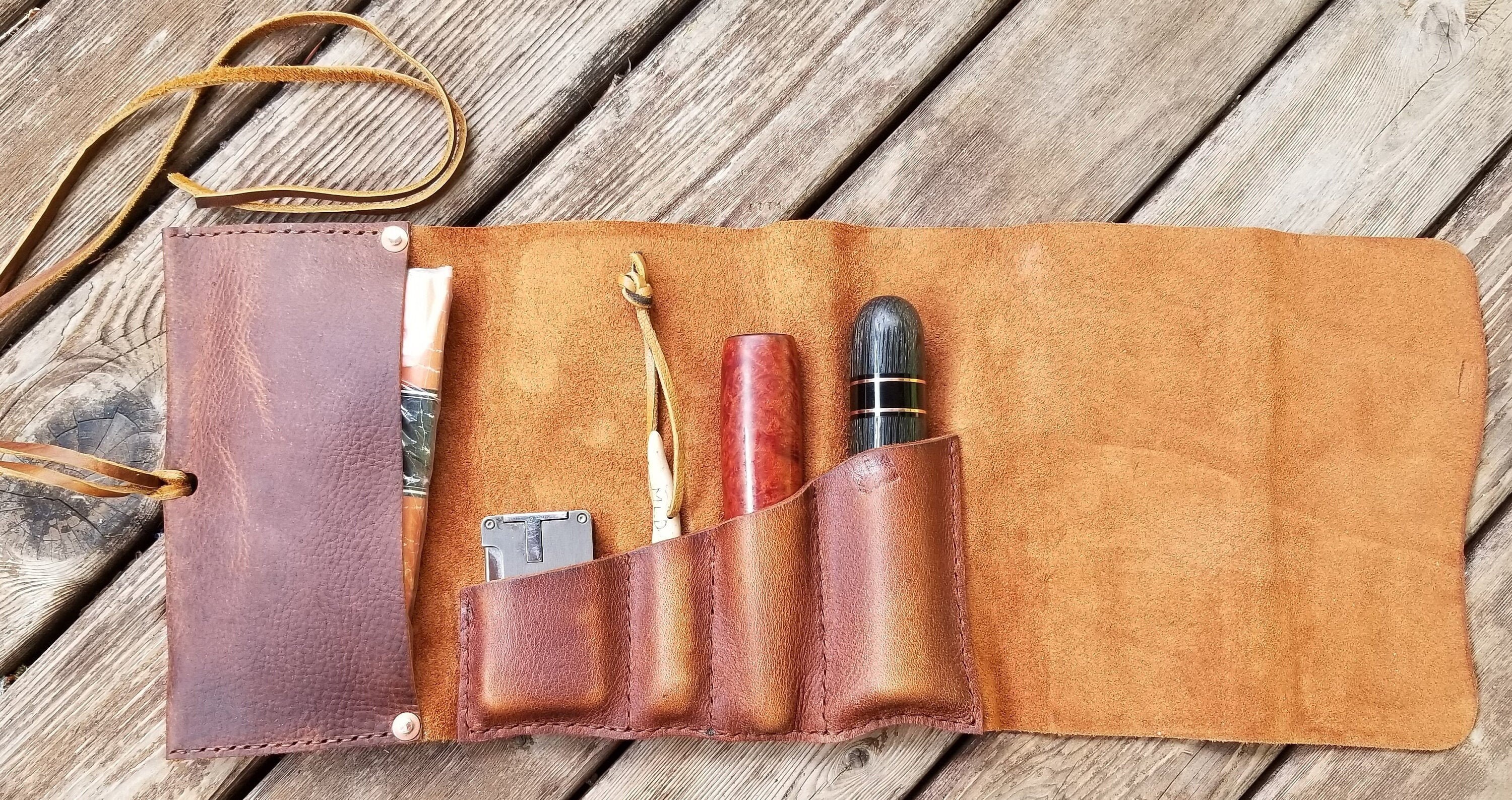 THE JOYCE ~ Leather Cigar Pipe Case Pouch Roll Holder - Etsy