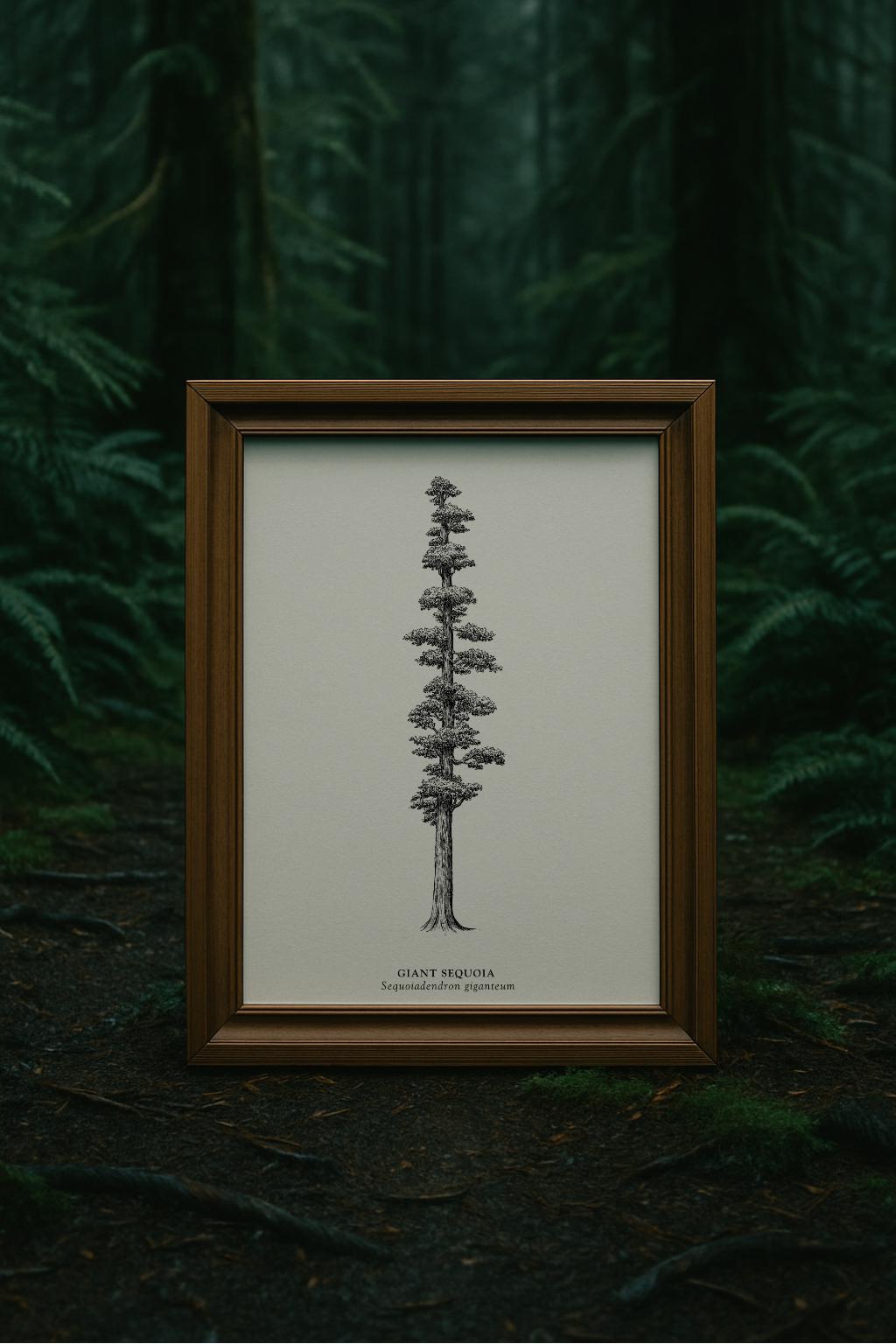 Sequoia, Pine & Spruce Tree Prints, Pacific Northwest Fine Line Tree ...