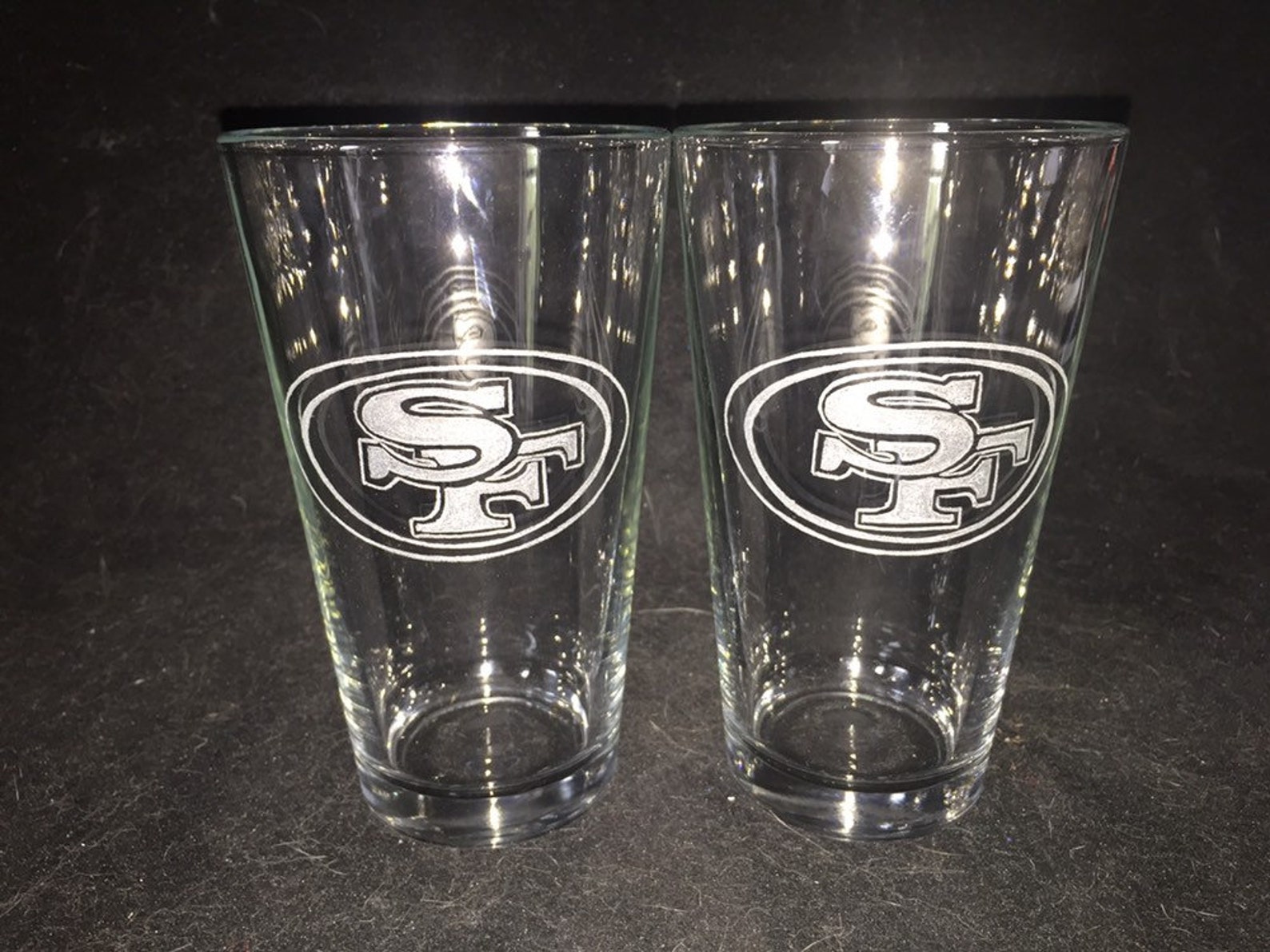 San Francisco 49ers Hand Etched Pint Glasses | Etsy