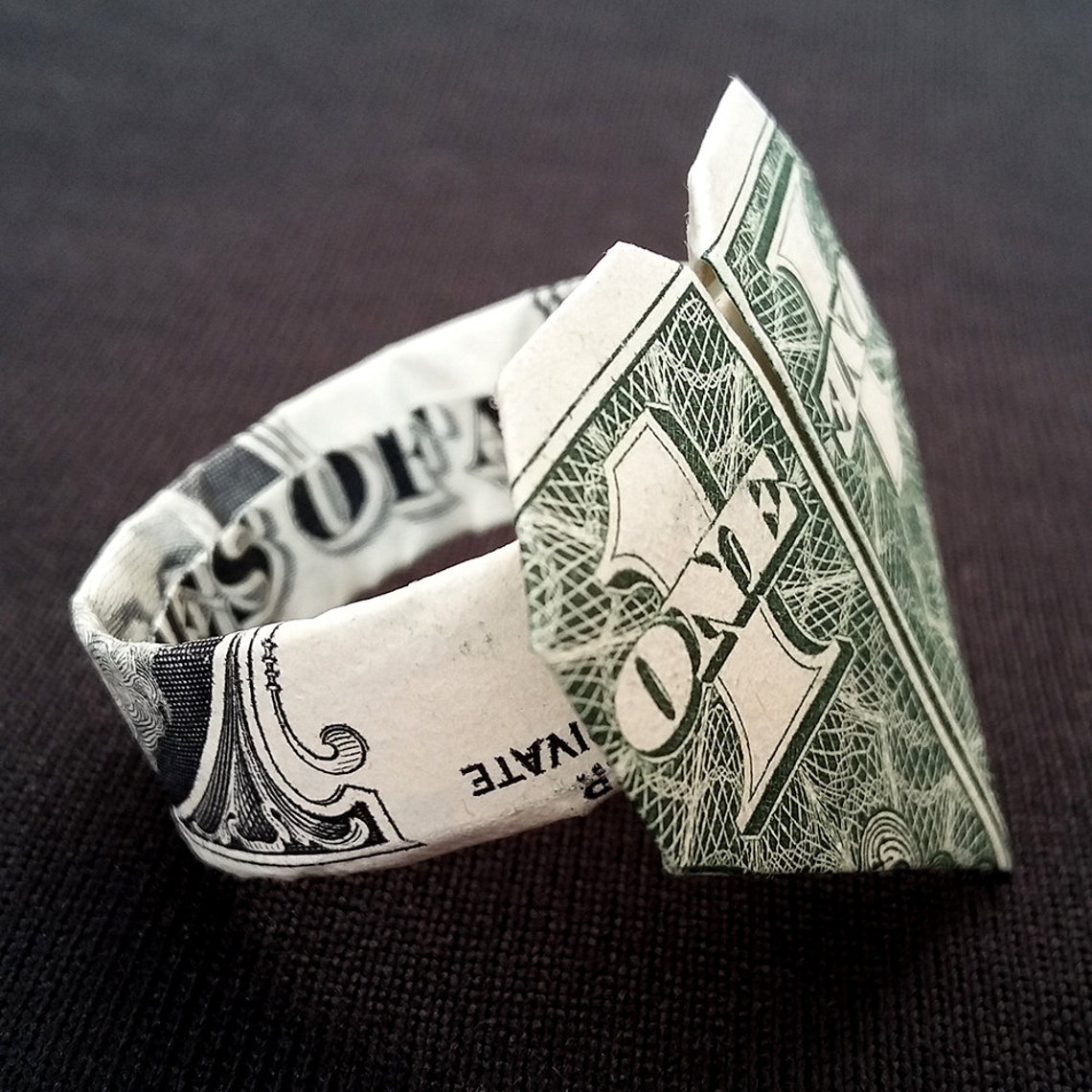 Dollar Bill Origami RING with HEART Handmade Money Art Little | Etsy