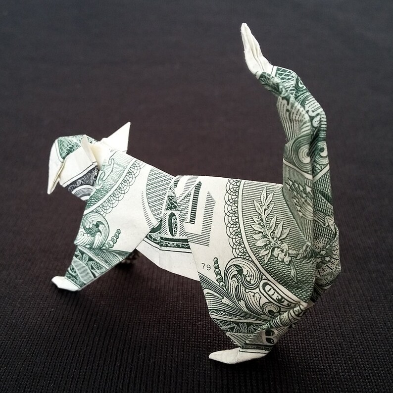 Origami Dollar Wild CAT Figurine Miniature Sculpture Money Art | Etsy
