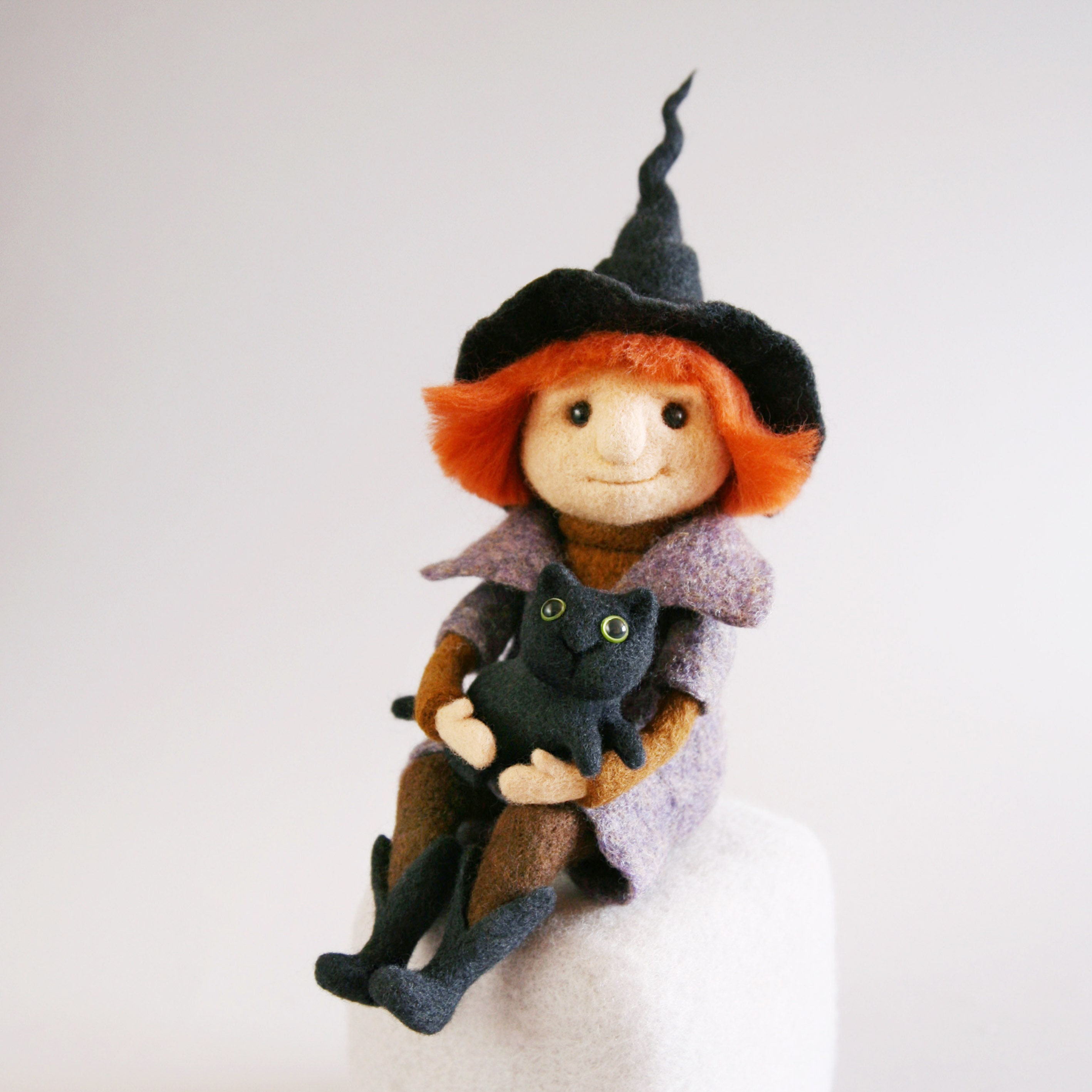 Video Tutorial — Felted Witch With a Cat — Needle Felting — Wet Felting ...