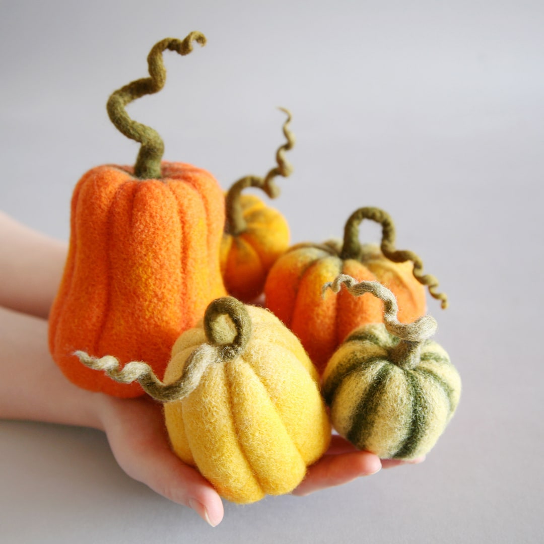 Needle Felted Pumpkins, Felted Pumpkins, Woolen Pumpkins, Fall Décor ...