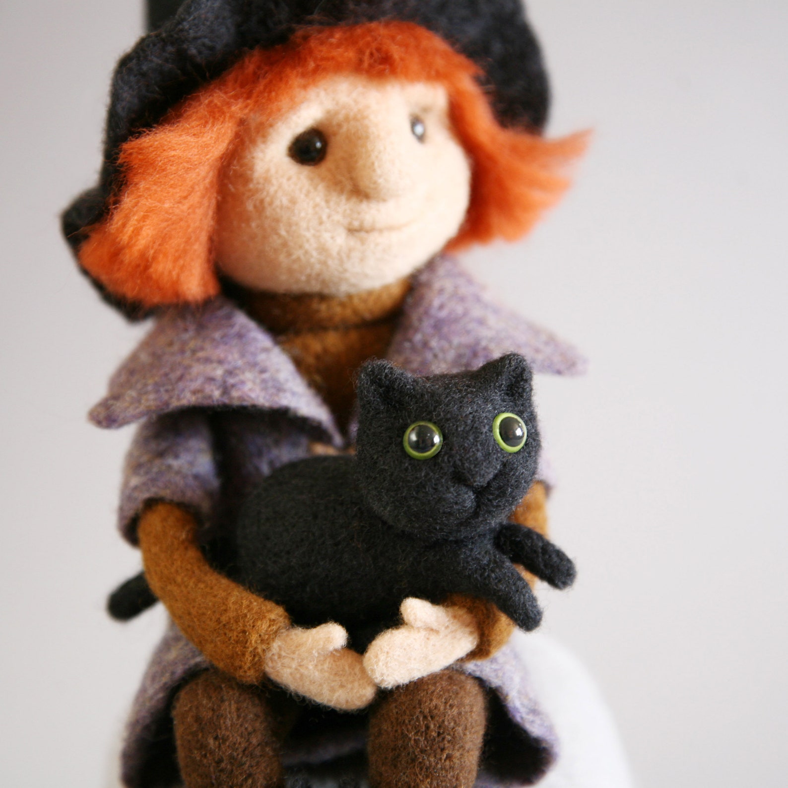 Video Tutorial — Felted Witch With a Cat — Needle Felting — Wet Felting ...