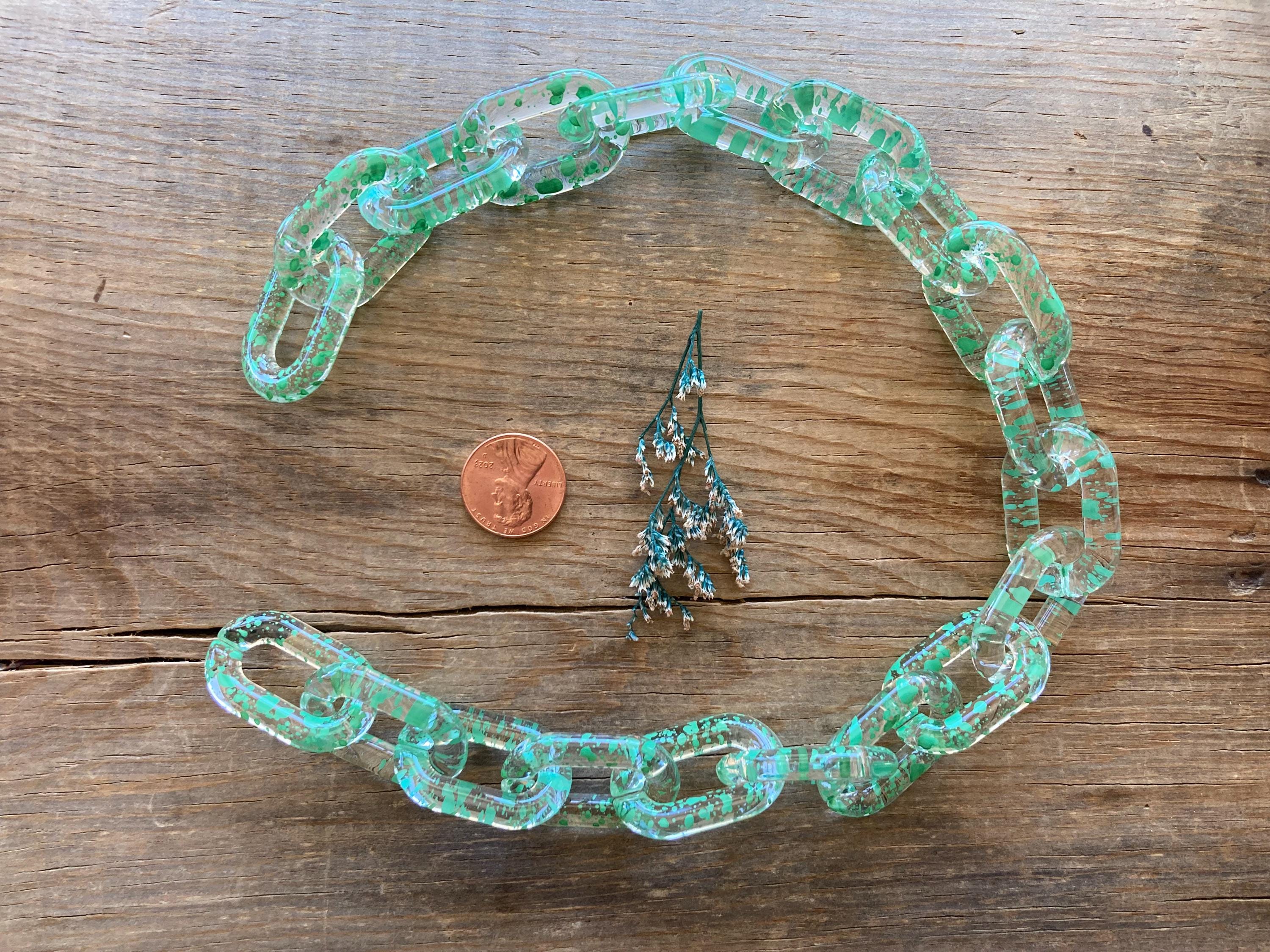 Clear W/ Splatter Acrylic Linking Rings Large Chunky Cable Chain ~ 16 ...